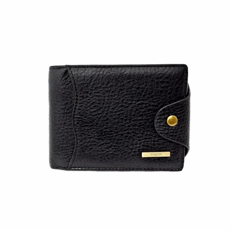 Кожен портфейл, с външен джоб Magrot, черен, затваряне с телбод ...