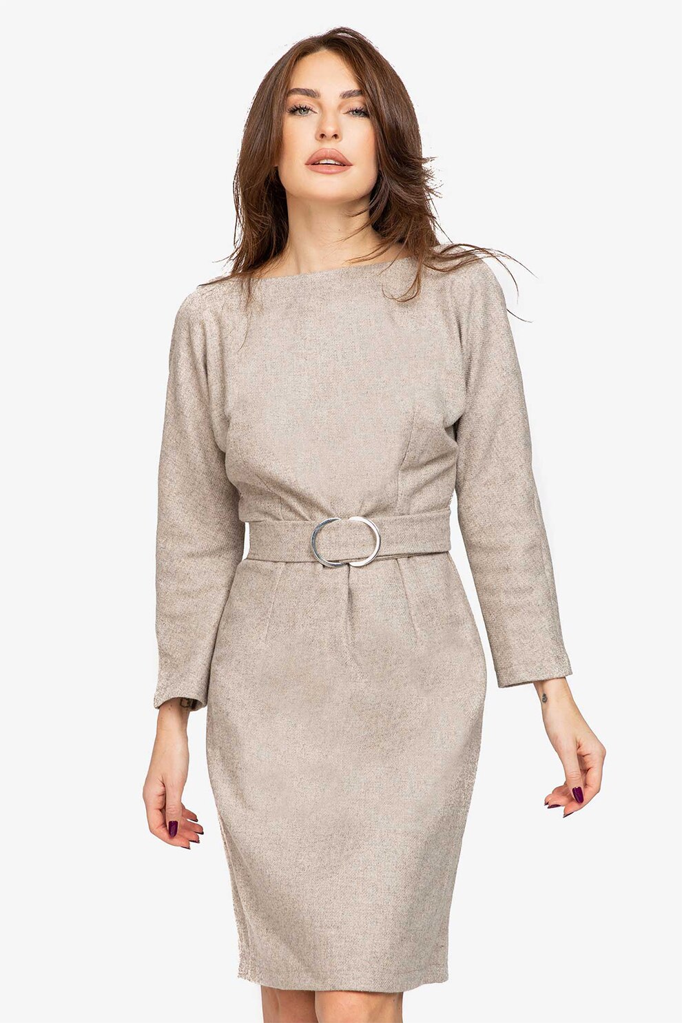 Acob à porter, Rochie de lana cu decolteu adanc in V pe spate, Gri ...