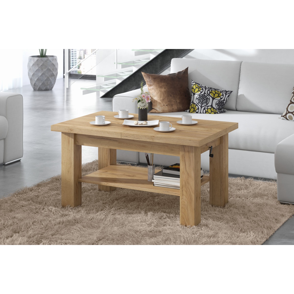 Masa de cafea extensibila, ASTORIA Stejar Auriu, 150 cm / 68 cm - eMAG.ro