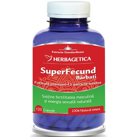 Хранителна добавка SuperFecund Men Herbagetica, 120 капсули - eMAG.bg