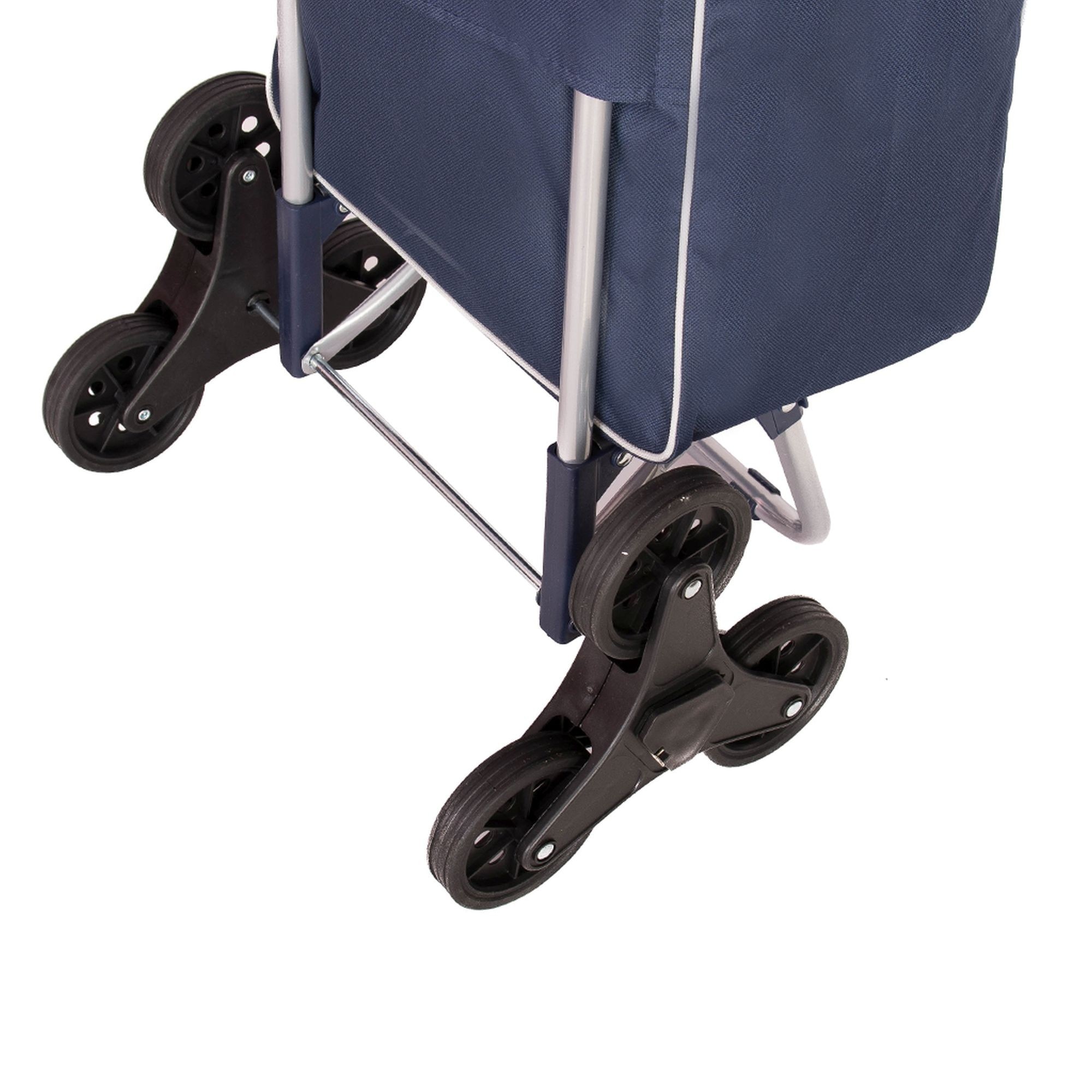 Sacosa de piata, cu carucior si 3 roti, din poliester, albastru, 38 L ...