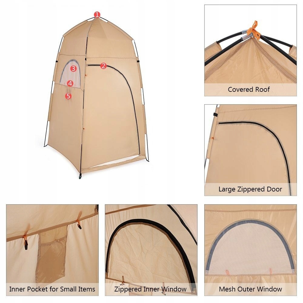 Cort dus, Pop up, 120x120x210 cm, Tesatura Oxford, Galben - eMAG.ro