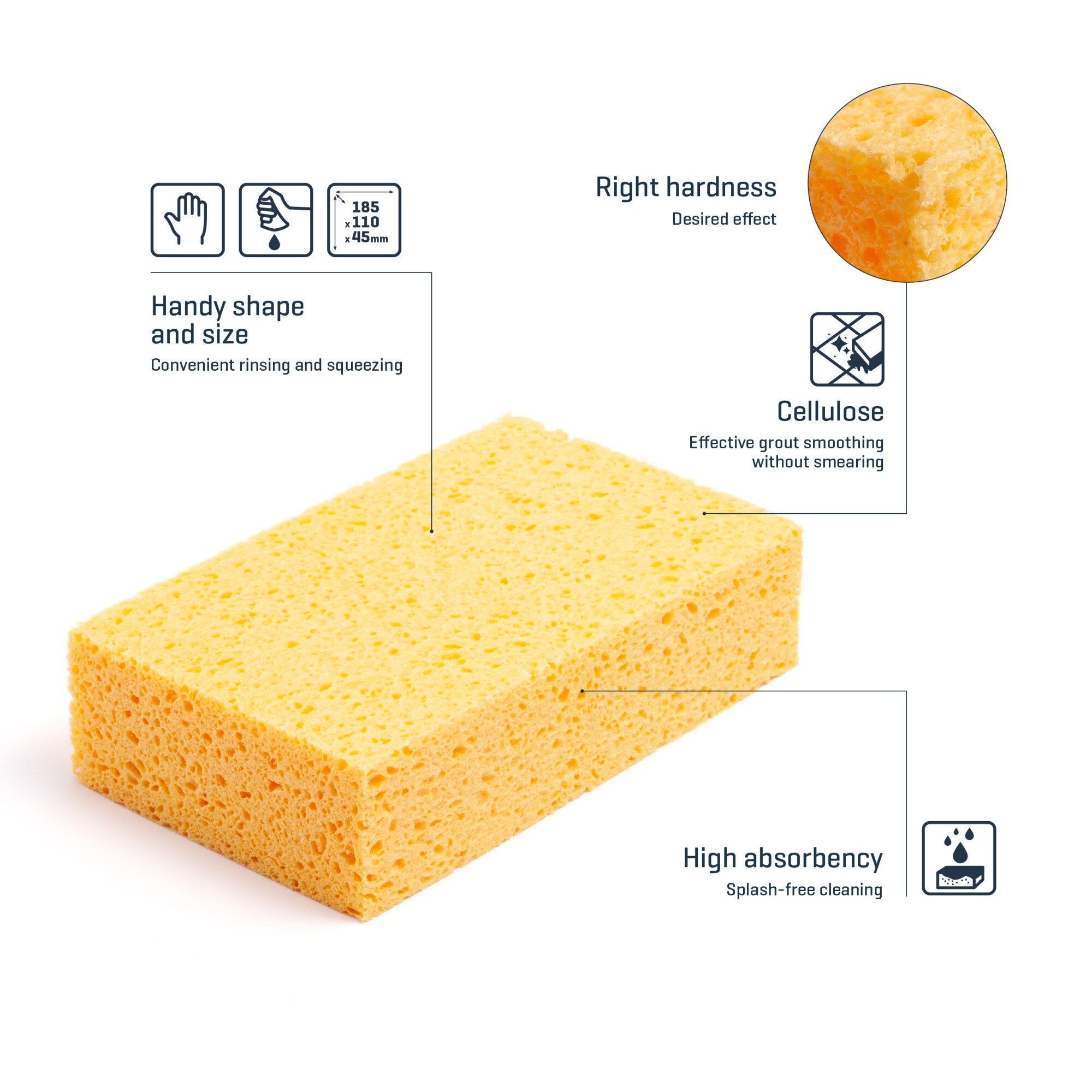 COMENSAL Burete pentru spalat gresia, Universal, 185x110x45 mm, Galben ...