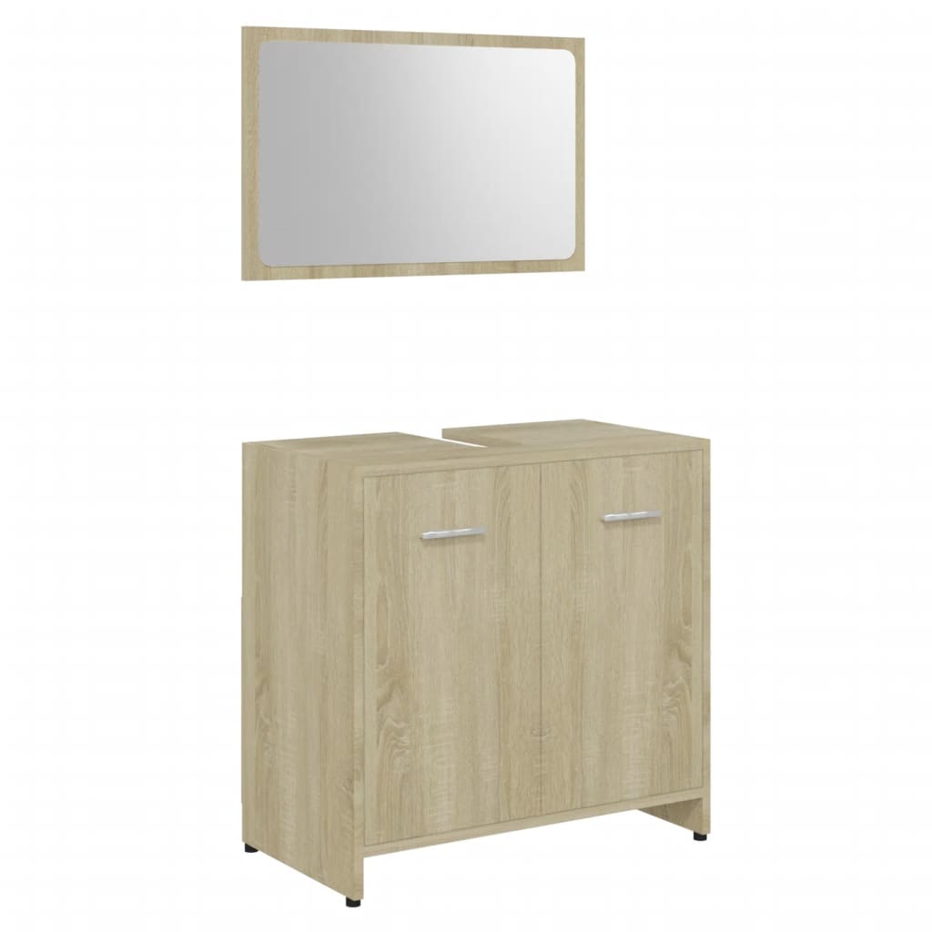 Set mobilier de baie, stejar Sonoma, PAL, Design Unic - 180815 - eMAG.ro