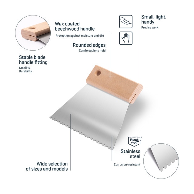 Spaclu inox, cu dinti, COMENSAL, profesional, cu maner din lemn, Metal ...