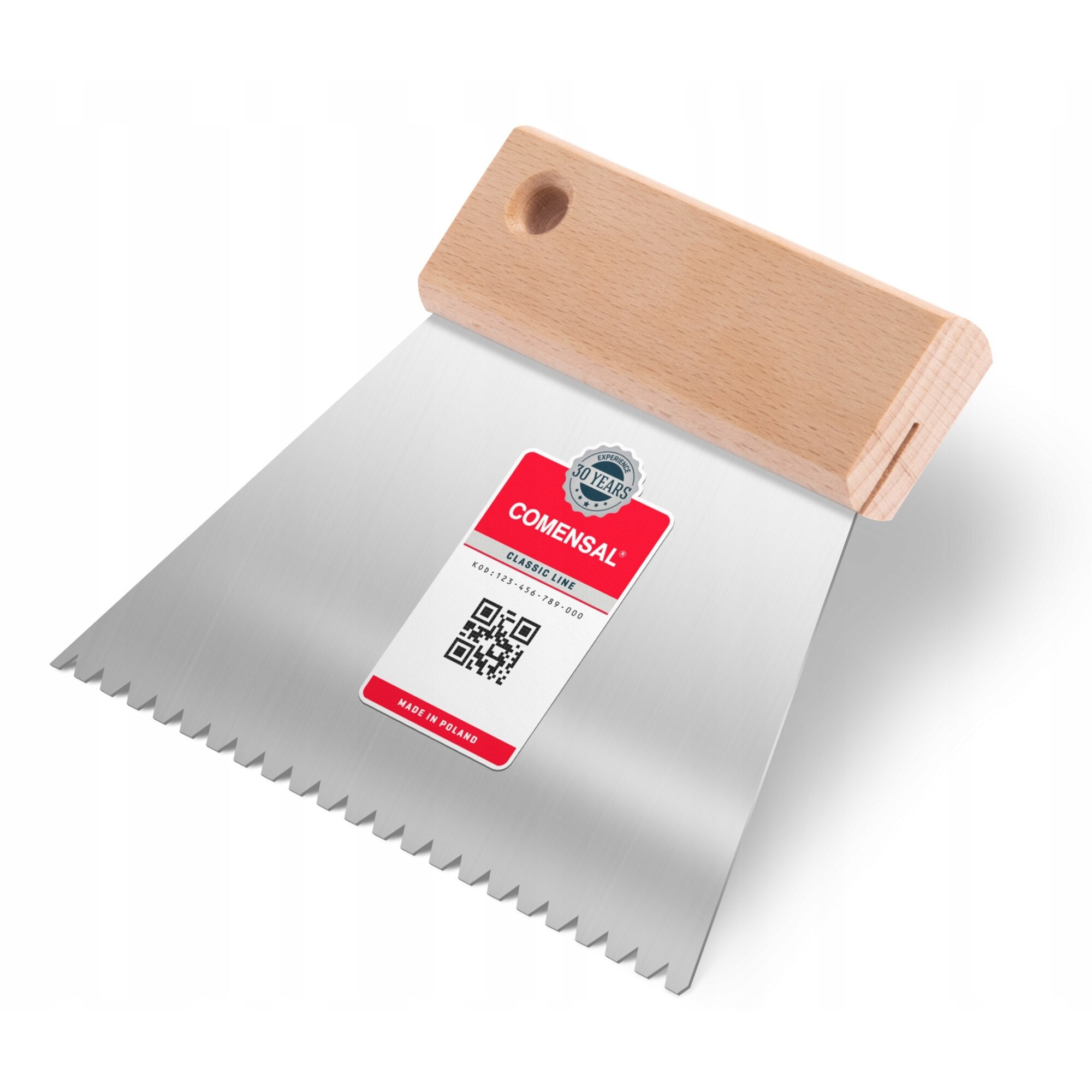 Spaclu inox, cu dinti, COMENSAL, profesional, cu maner din lemn, Metal ...