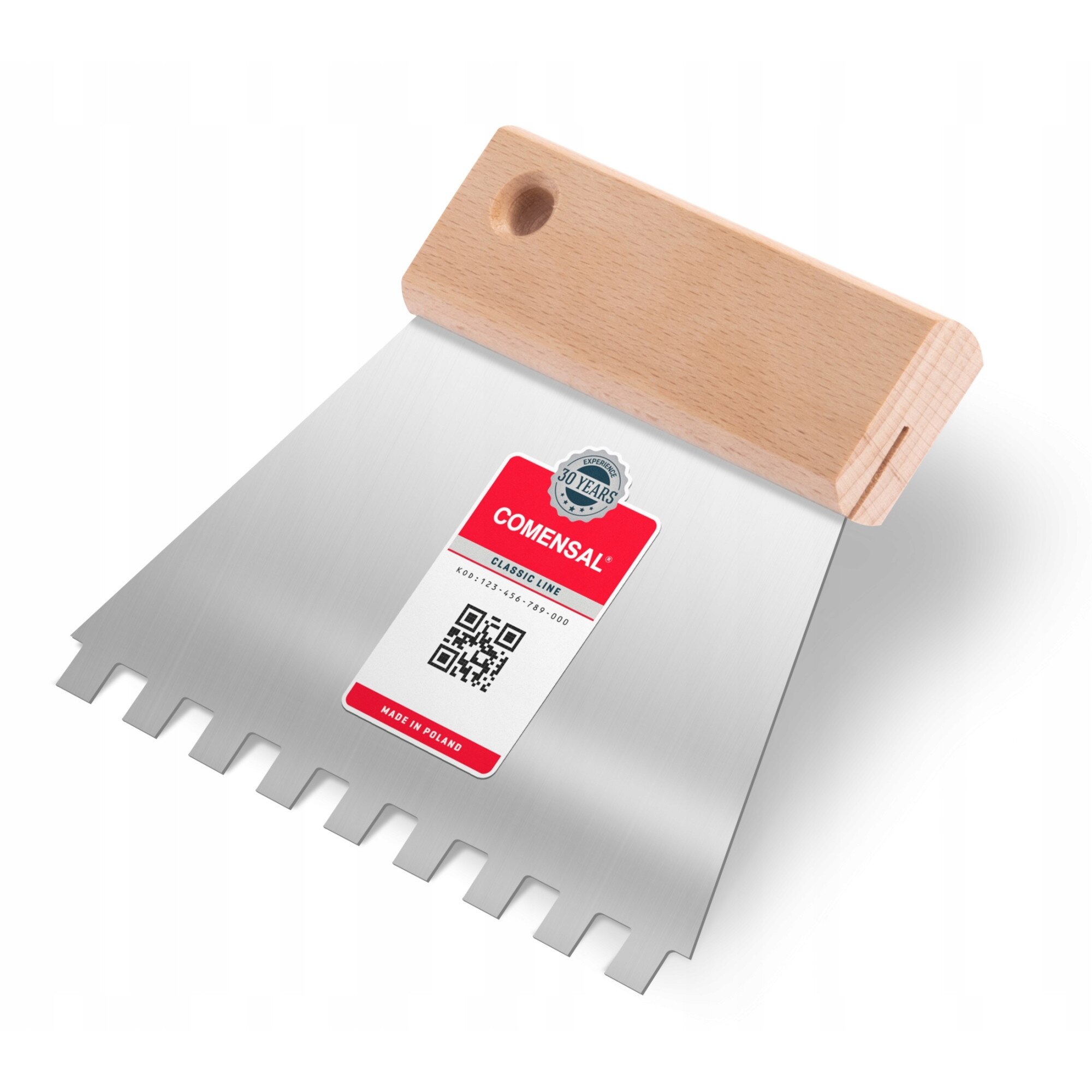 Spaclu inox cu dinti, COMENSAL, profesional, cu maner din lemn, Metal ...