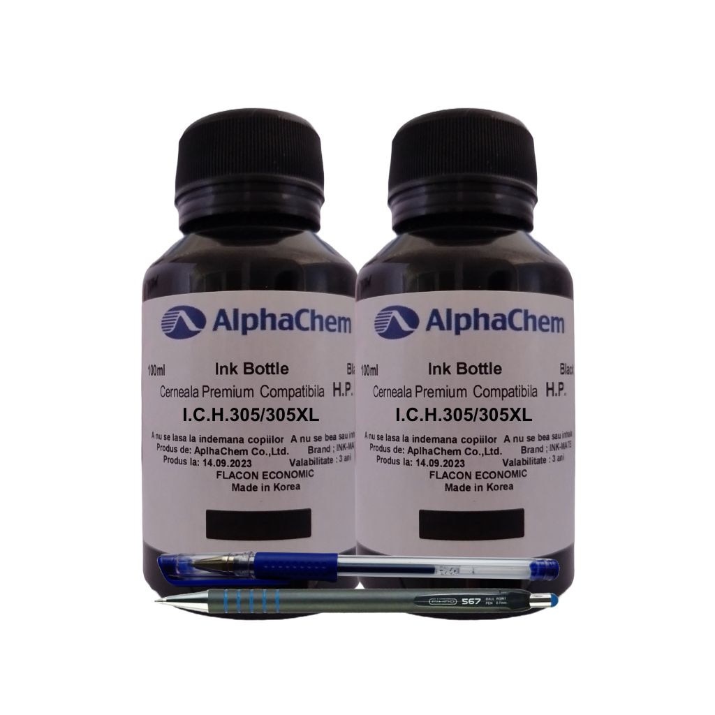 Set Flacon Cerneala AlphaChem Compatibil HP (305) 2x100ml 3YM61AE Negru ...