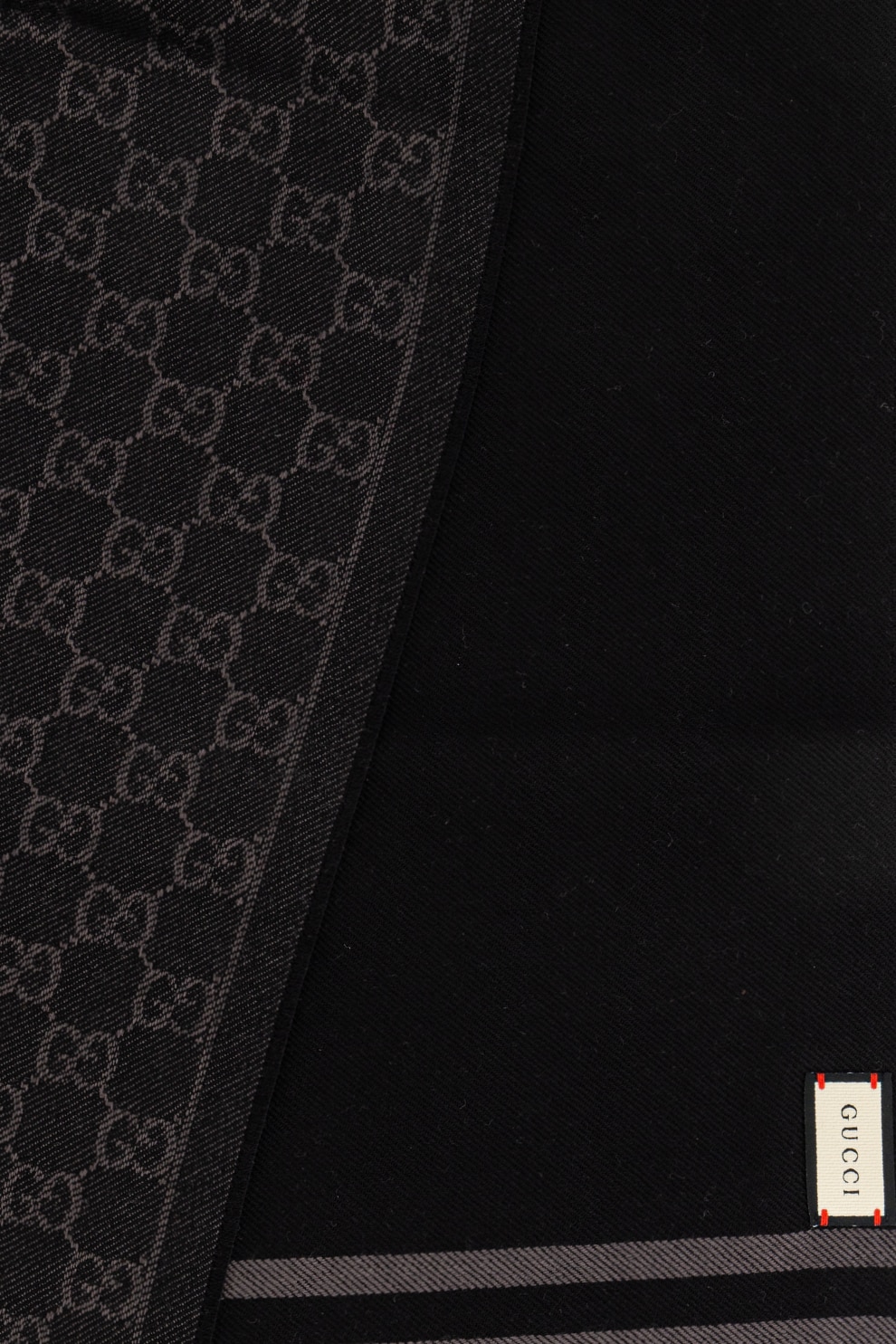 Gucci, Fular de lana cu monograma, Negru/Gri inchis - eMAG.ro