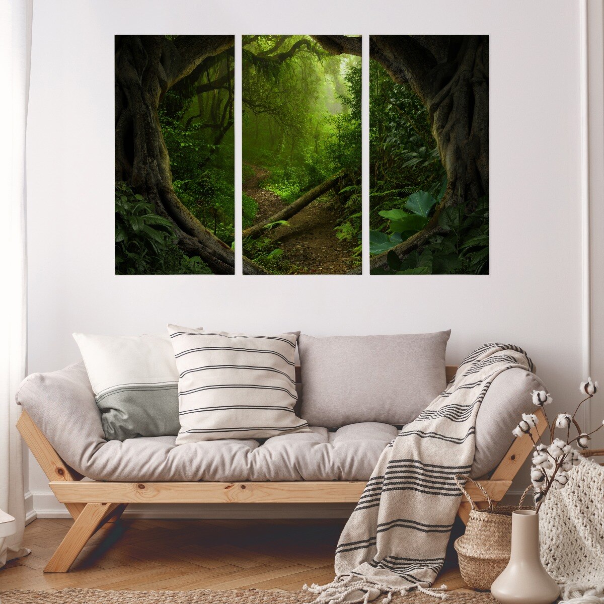 Set Tablou 3 piese RIPITC Poteca intr-o Padure Tropicala 120cm x 80cm ...