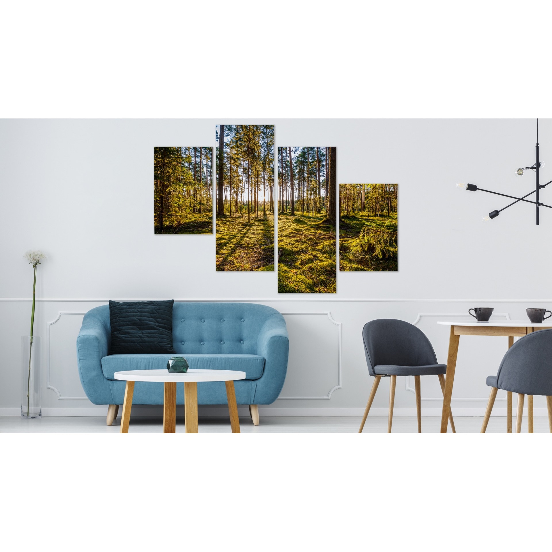 Set Tablou 4 Piese Peisaj de Padure VERDE 3D 80cm x 50cm Design modern ...