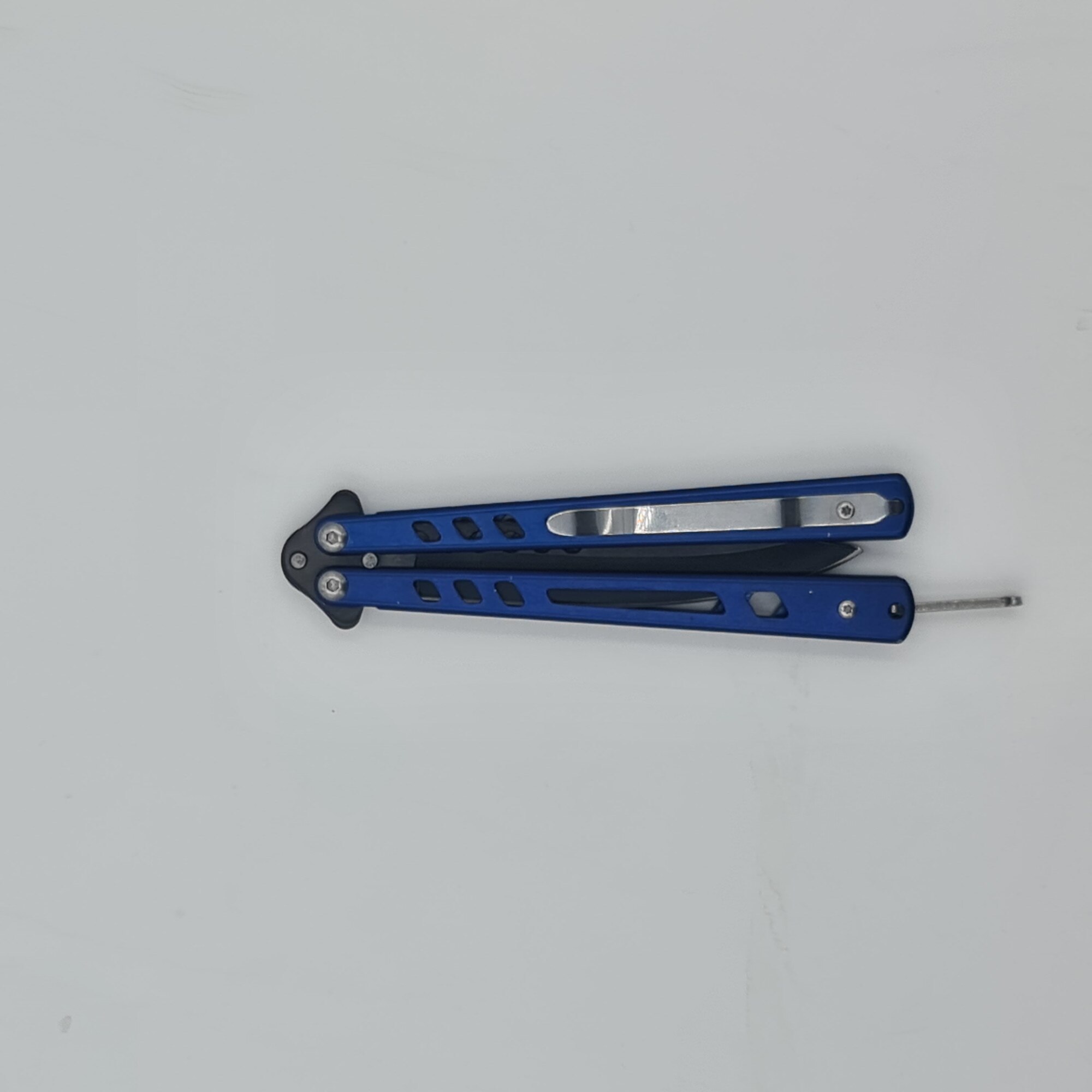 Cutit fluture Butterfly, Balisong 21 cm, albastru navy, model dinamic ...
