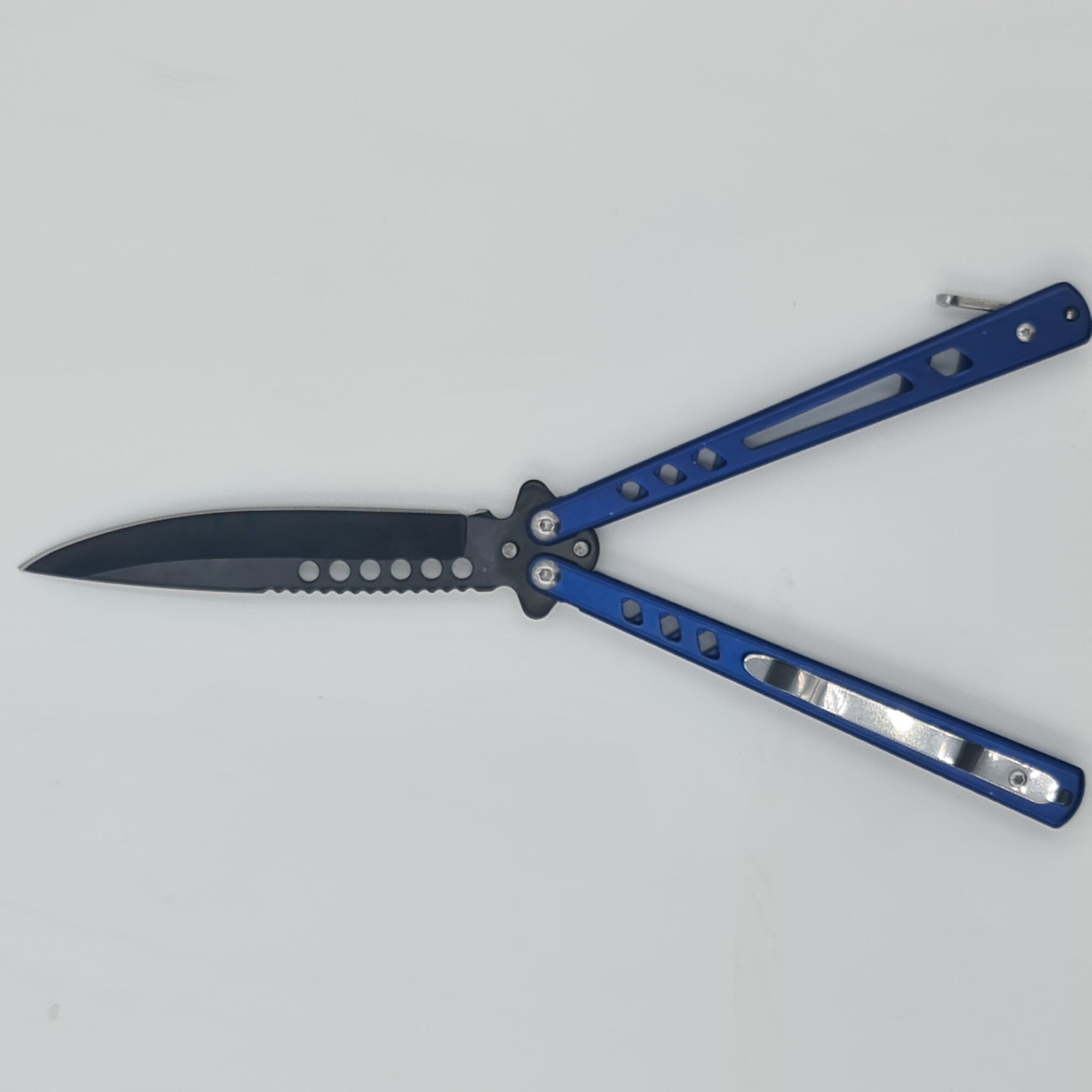 Cutit fluture Butterfly, Balisong 21 cm, albastru navy, model dinamic ...