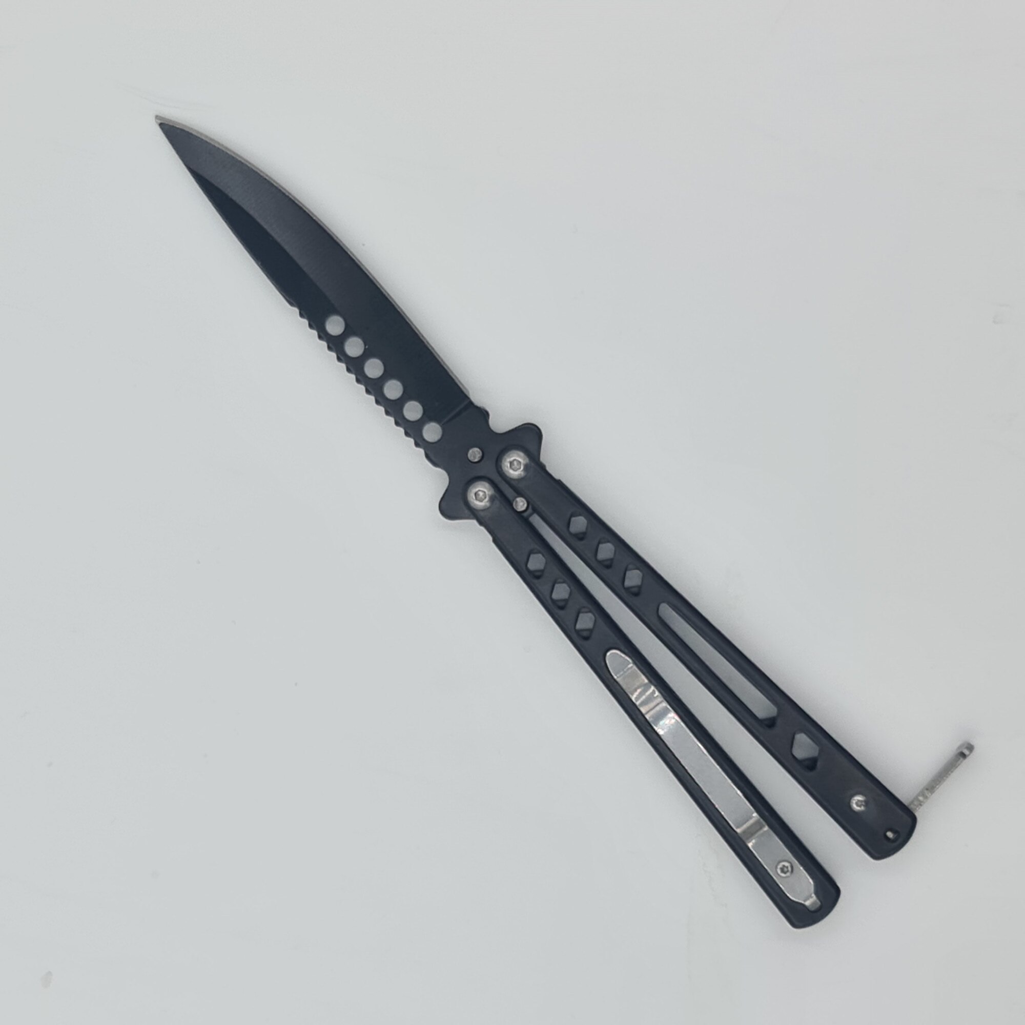 Cutit fluture Butterfly, Balisong 21 cm, negru, model dinamic, Dalimag ...