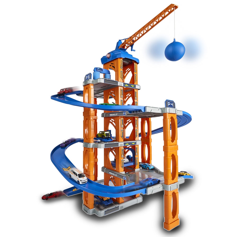 Автомобилна писта Majorette Motor Lift Center с 5 коли - eMAG.bg