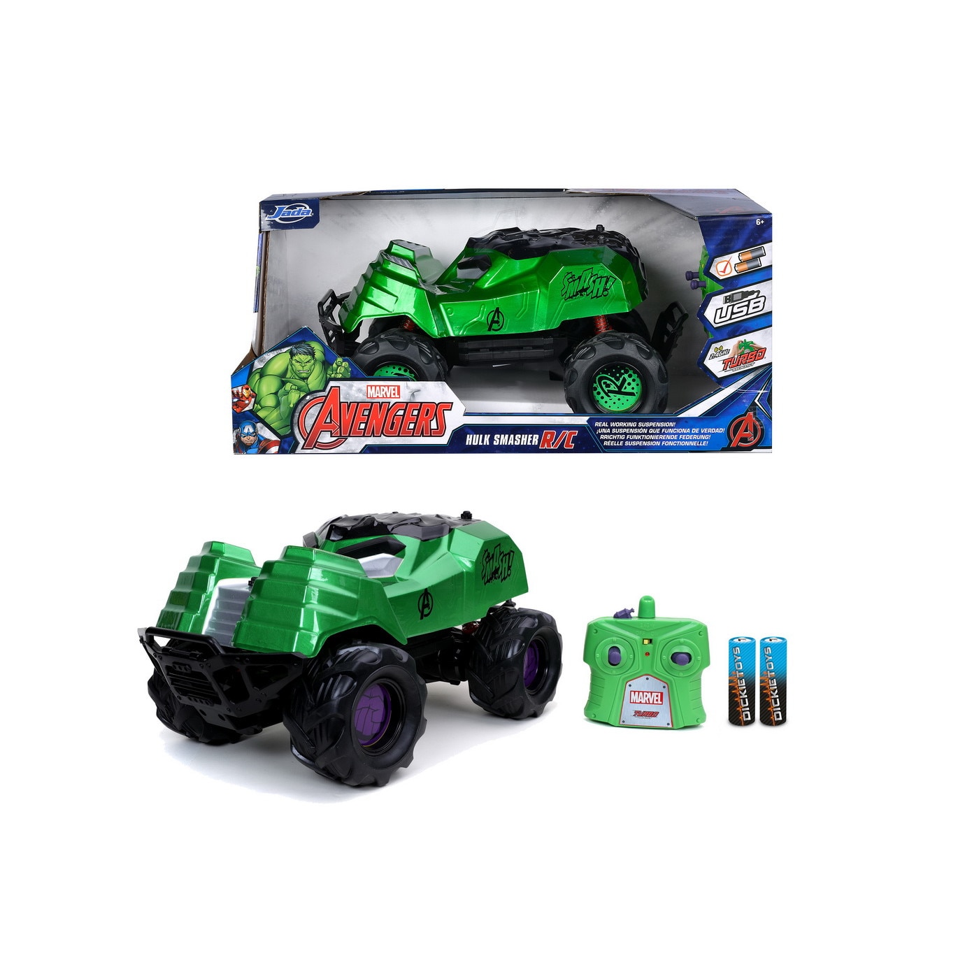 Marvel Rc Hulk Smasher Кола с дистанционно управление 1:14 мащаб - eMAG.bg
