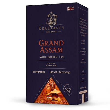 Черен чай Realtaste Grand Assam Black Tea, Произход Асам, 20 пакетчета ...