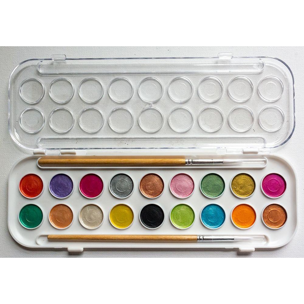 Set de vopsele acuarele Artist, Metalic, Doua pensule, Multicolor - eMAG.ro