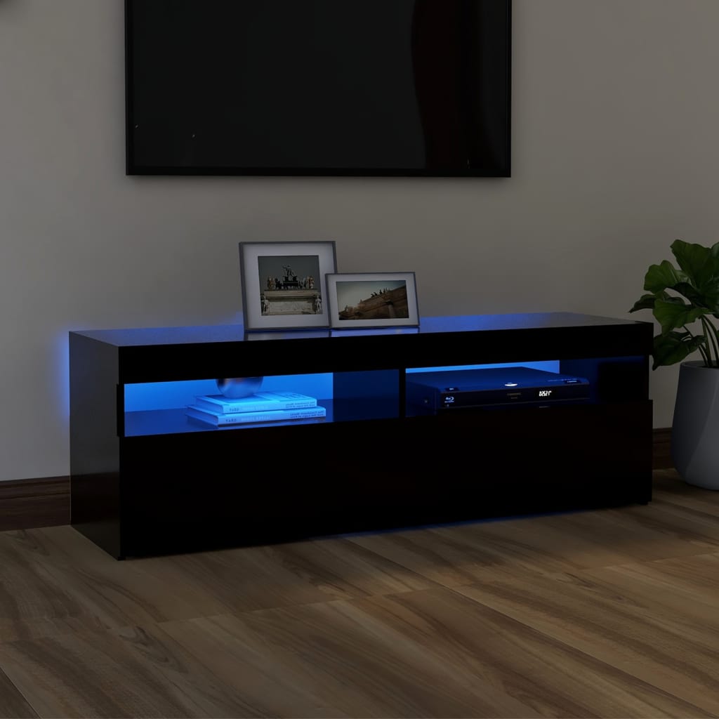 Comoda TV cu lumini LED RGB vidaXL, PAL, 120 x 35 x 40 cm, Negru - eMAG.ro