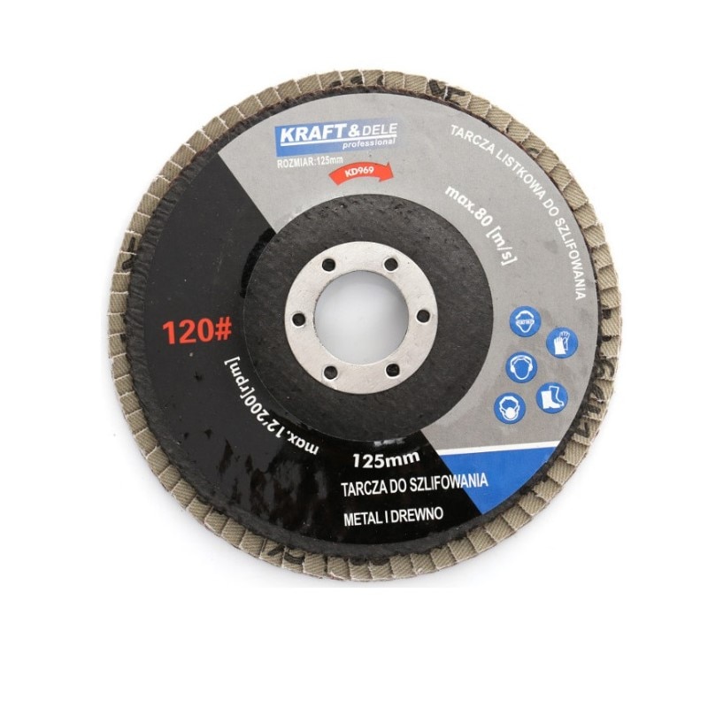 Disc lamelar pentru slefuit, Kraft&Dele, pentru metal si lemn, 125 mm x 22.2m diametru interior ...
