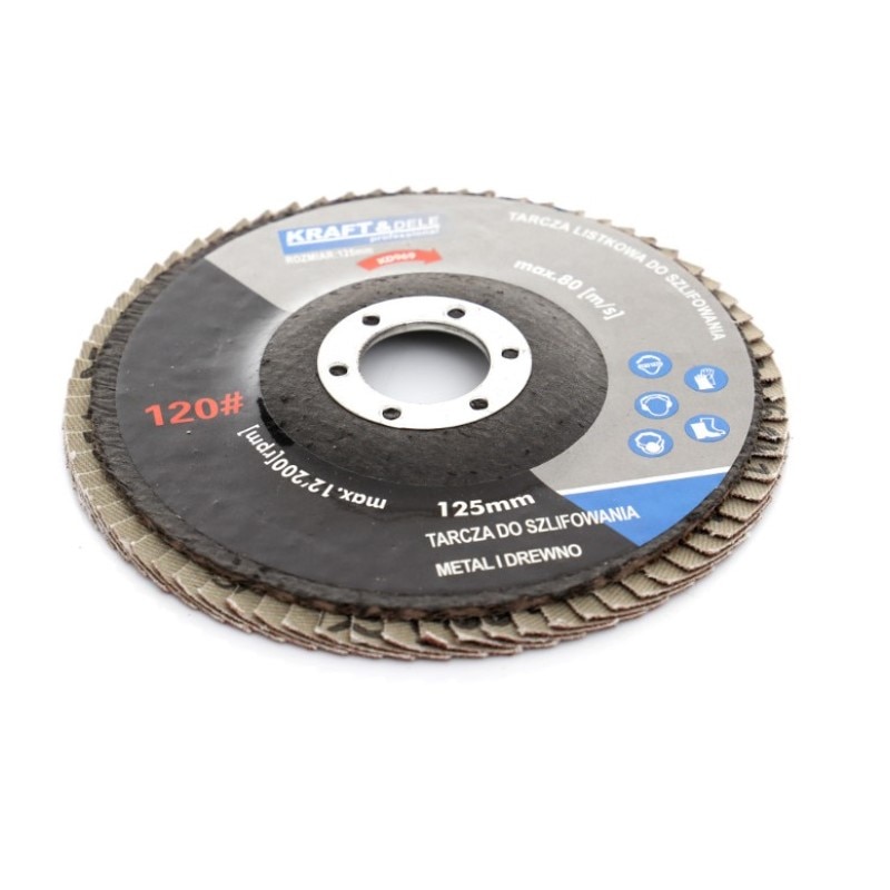 Disc lamelar pentru slefuit, Kraft&Dele, pentru metal si lemn, 125 mm x 22.2m diametru interior ...