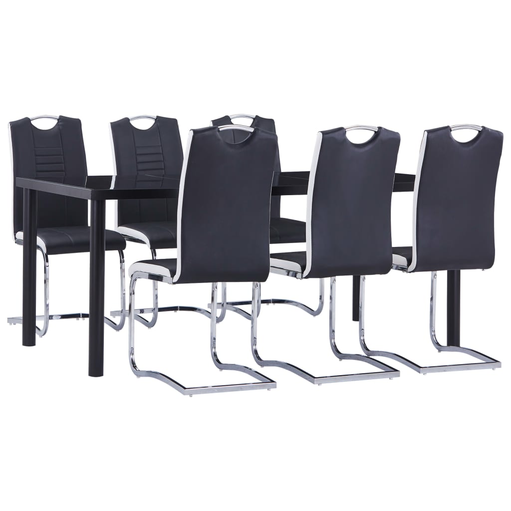 Set .mobilier de bucatarie vidaXL, Piele artificiala, Negru - eMAG.ro