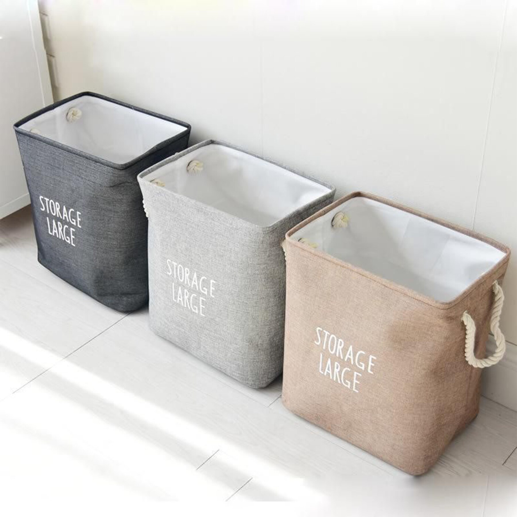 Cos de rufe, Pliabil, WAYA, Storage Large, XXL, Bumbac Canvas, 55 l ...