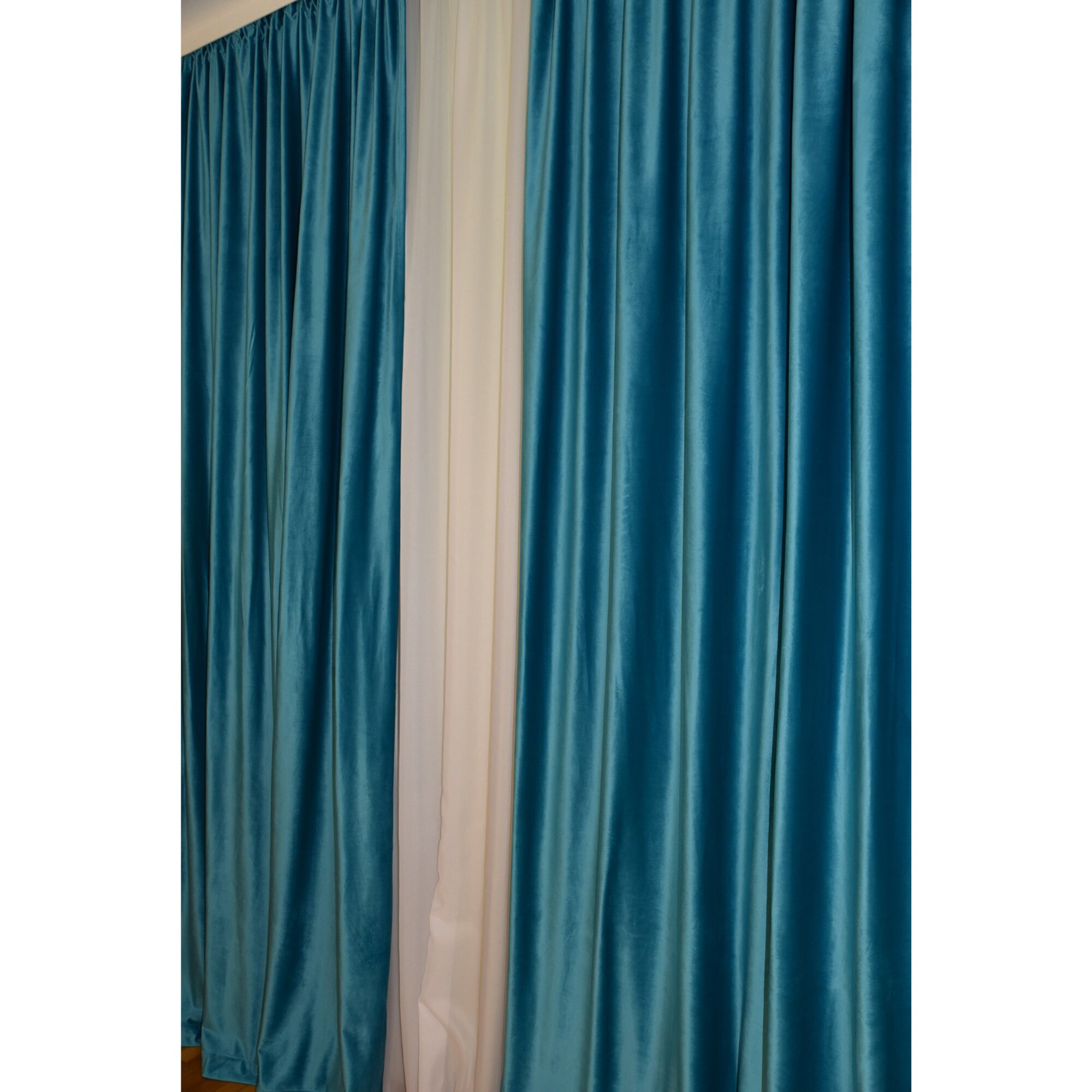 Set doua draperii Catifea Turcoaz 2x150x260 cm, cu rejansa - eMAG.ro