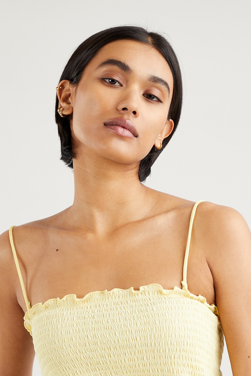 Levi's, Top tubular cu pliuri, Galben pal, M - eMAG.ro