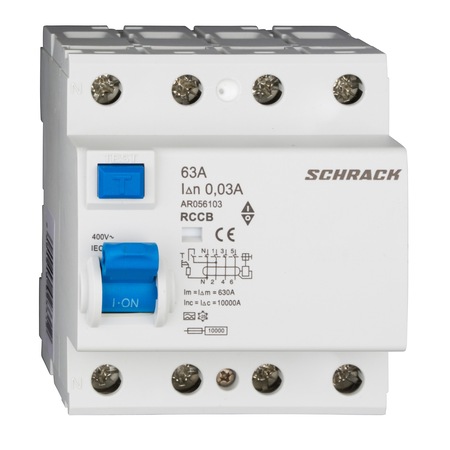 Disjunctor diferential RCCB 4P 63A 30mA, tip A, Schrack, AR056103 - eMAG.ro