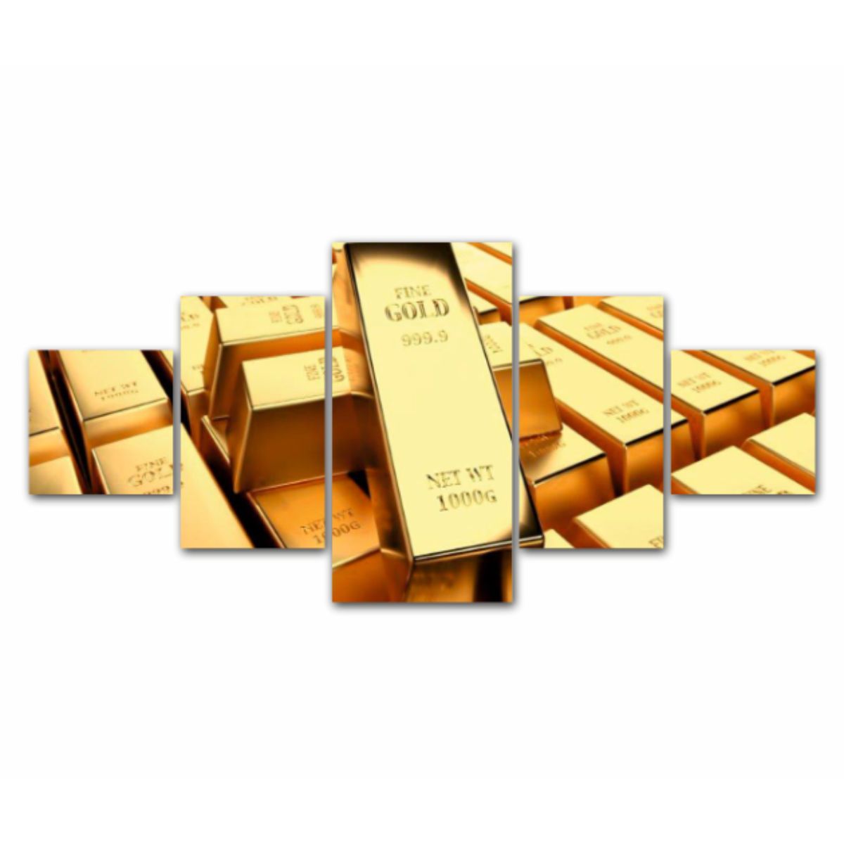 Set 5 Tablouri Multicanvas, Golden Bars 202, Tipar UV pe panza Frontlit ...