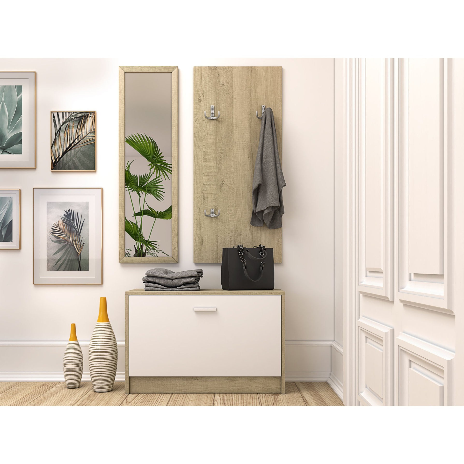 Set Mobilier Hol, Nancy Homestore, 3 piese, Lemn prelucrat, 80 x 27 x ...