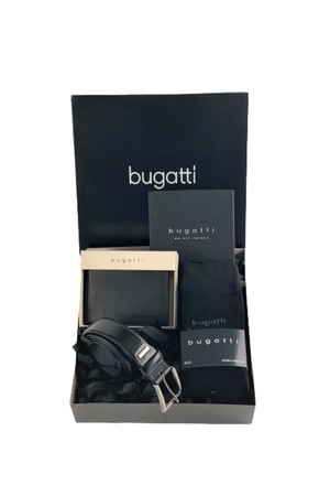 Set cadou barbati, Bugatti, 411339302, portofel, curea, sosete, negru ...