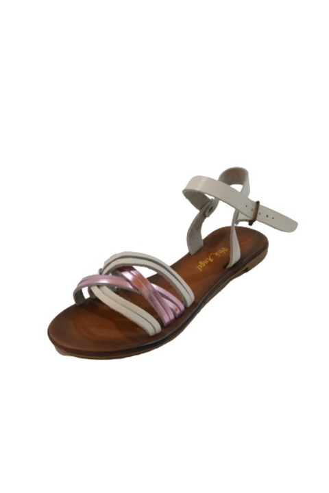 Sandale dama, piele naturala, Pink Angel, alb/roz neon 40 - eMAG.ro