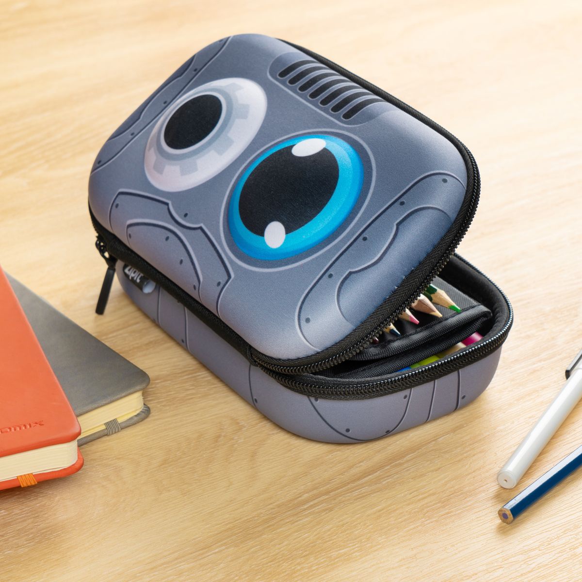 Penar cu fermoar, Zipit Creatures Storage box, robot gri - eMAG.ro