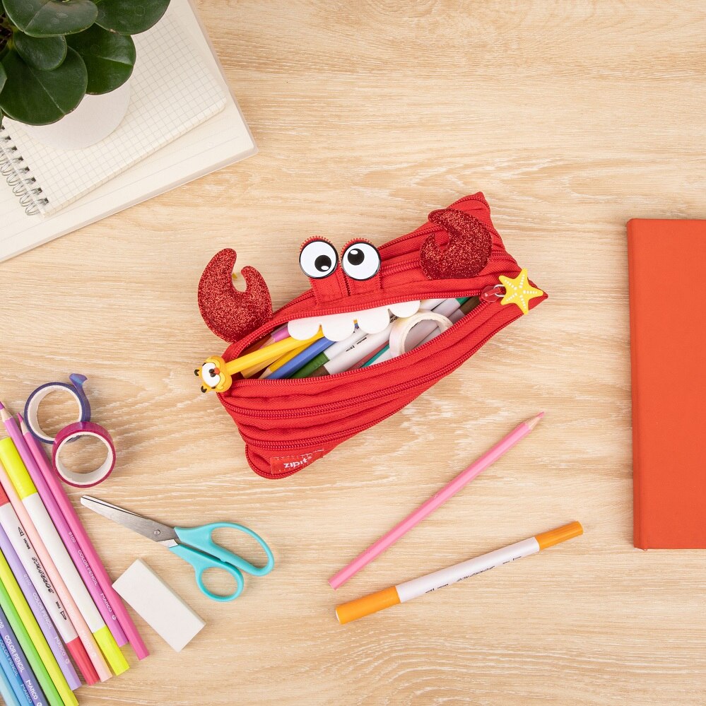 Penar cu fermoar, Zipit Creature Monster Clive, crab rosu - eMAG.ro