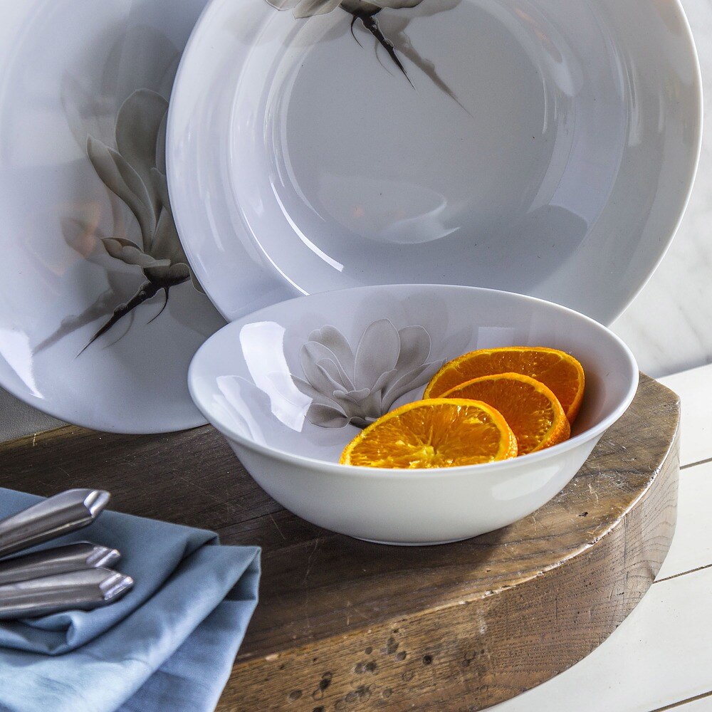 Castron pentru salata, Lubiana, portelan, model magnolie alba, 0,6 l ...