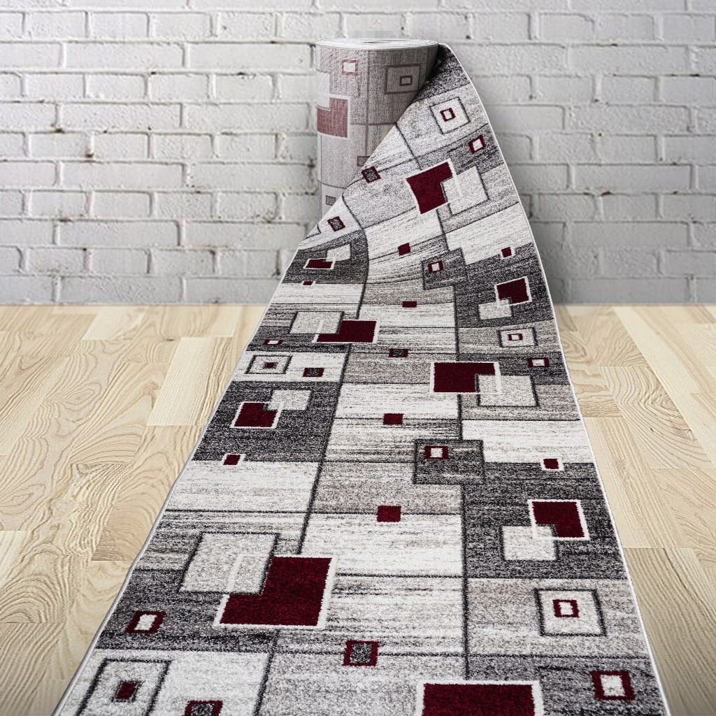 Covor traversa gri / visiniu 80x600 cm, grosime 10 mm, greutate 1,9 kg ...