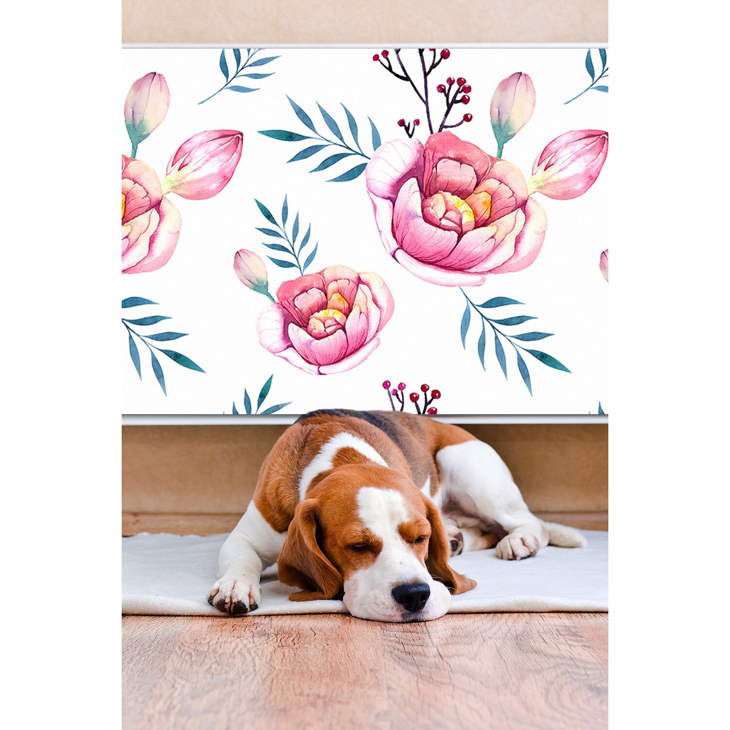 Magnet decorativ, Dreptunghi, Flori, Roz, 80 cm x 60 cm ...