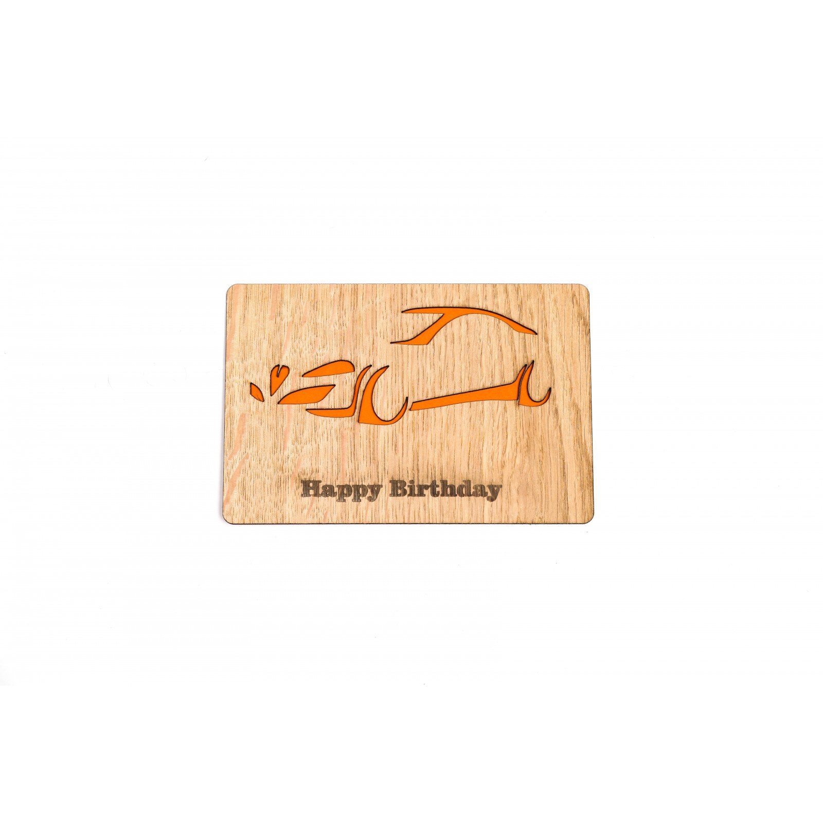 Персонализирана дървена картичка, модел с автомобил - eMAG.bg