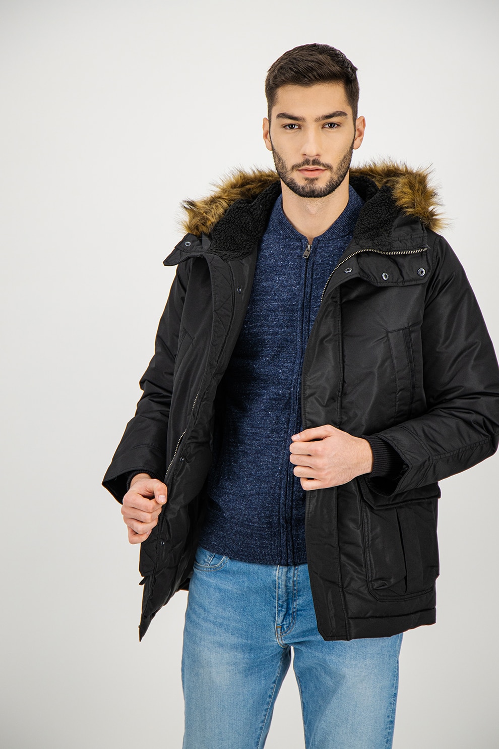 GAP, Geaca parka cu vatelina si gluga, Negru, L - eMAG.ro