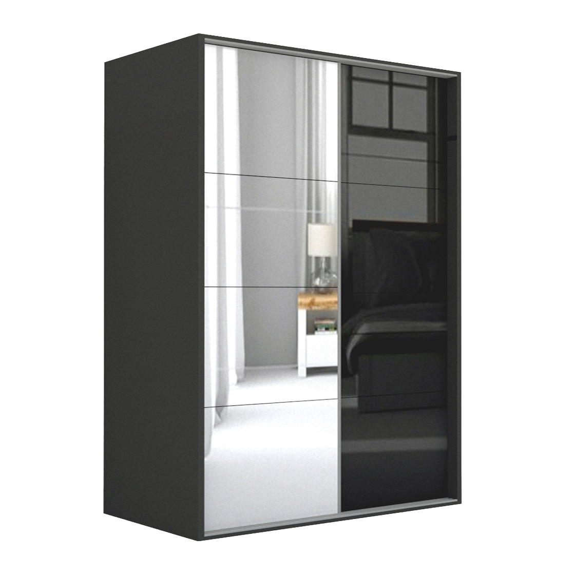 Dressing Genarom LEX C, Oglinda / Negru Lucios, 201 x 240 x 66 cm - eMAG.ro