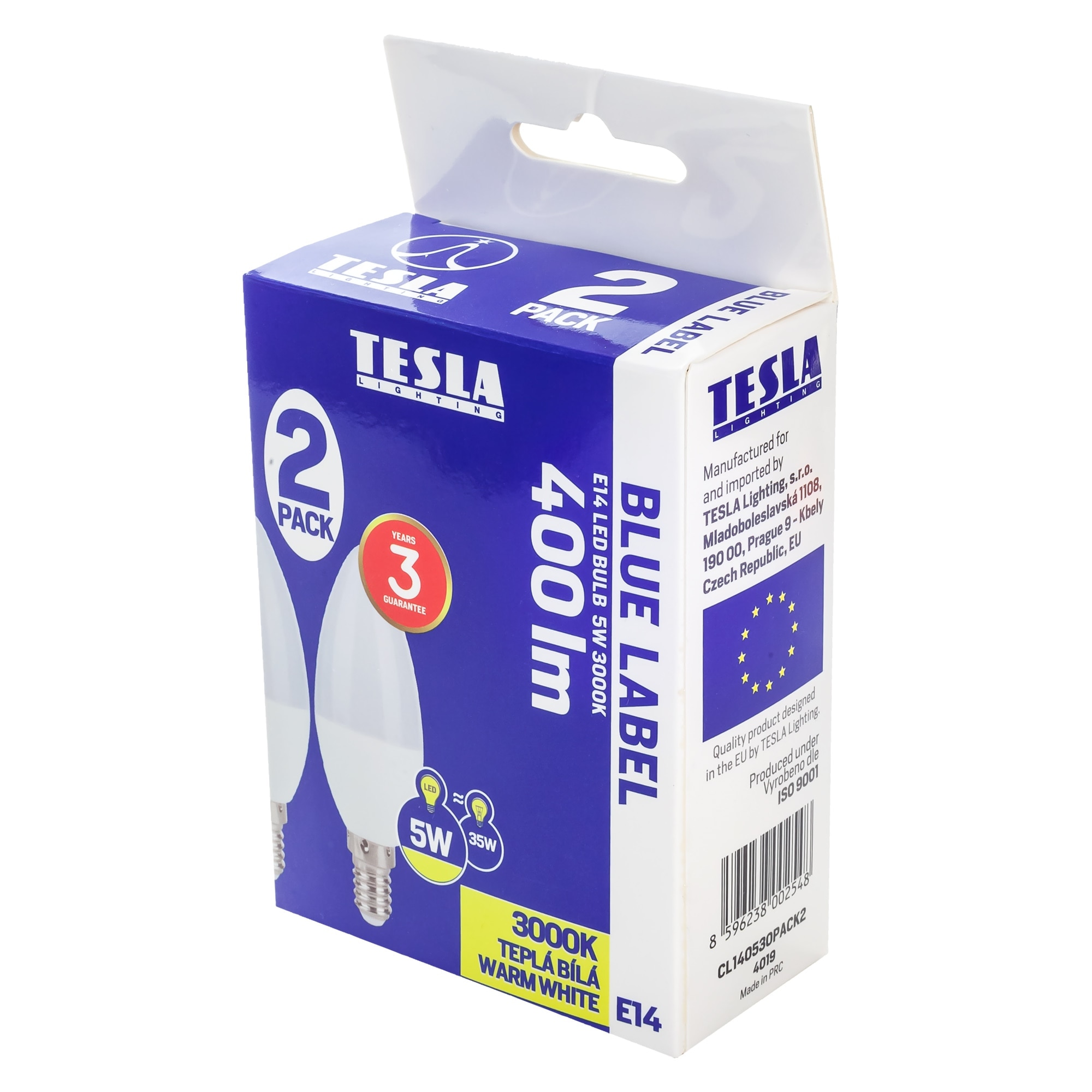 Led крушка Комплект свещи 2 бр, TESLA Lighting, 5W, E14, 230V, 400 lm ...