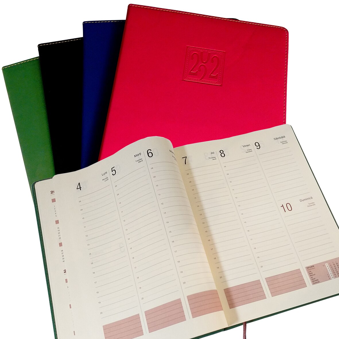 Agenda manager A4, hartie Ivory, coperta piele ecologica rosie - eMAG.ro