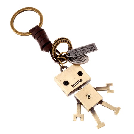 Breloc chei piele si metal, personalizat, Robotel - eMAG.ro