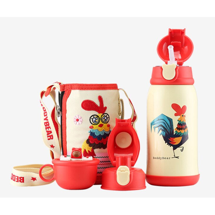 Termos Copii Cu Husa, Pai si Cana, BeddyBear, Cocos, 630 ml, Rosu - eMAG.ro