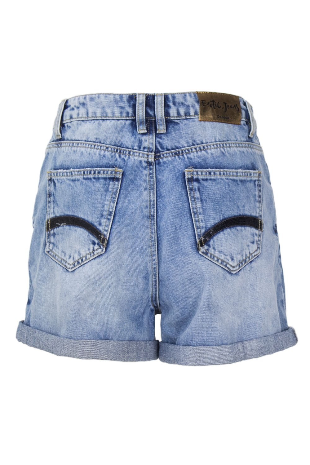 Blugi Scurti Dama, Desigual-Denim Leopard, Albastru, 30 - eMAG.ro