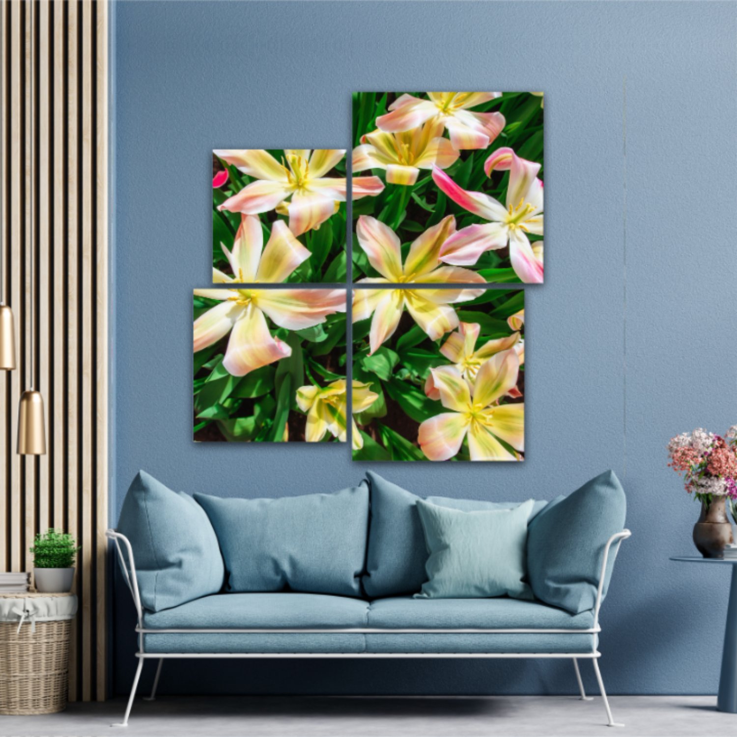 Set 4 Tablouri Multicanvas, Plumeria 18 100, Tipar UV pe panza Frontlit ...