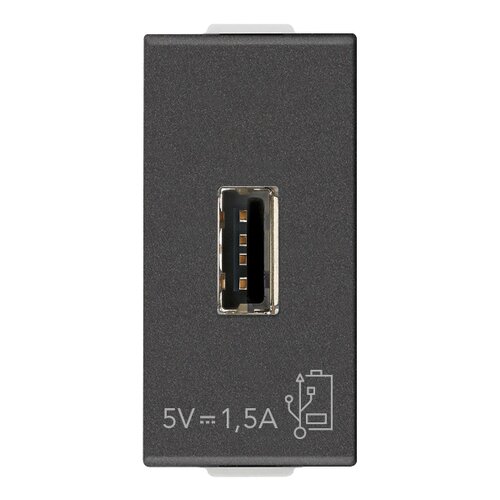 Priza USB, Incarcator 5V, 1.5A, 1 modul, Vimar, NEVE, NEGRU carbon mat ...