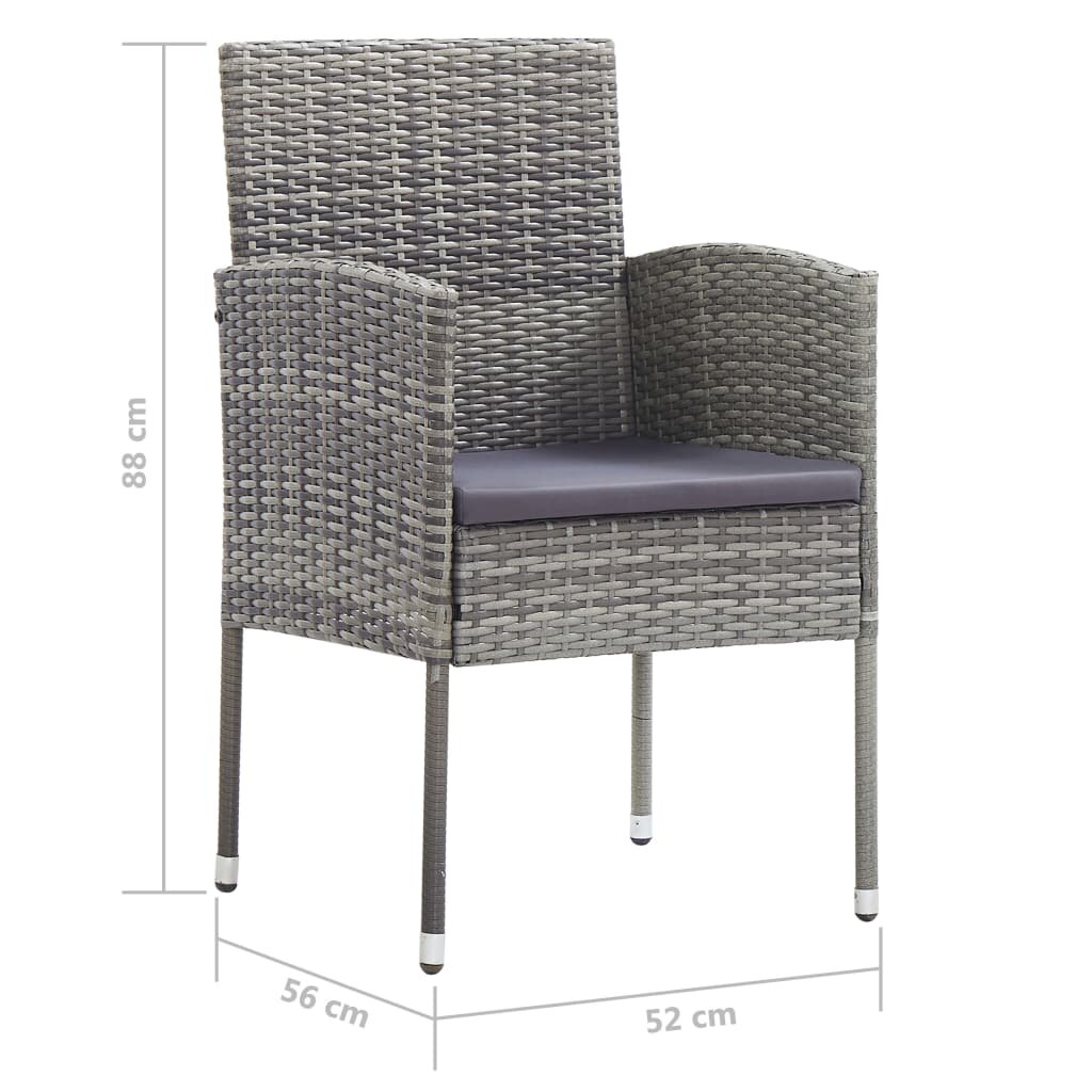 Set mobilier de gradina vidaXL, 7 piese, antracit & gri, poliratan, 56. ...